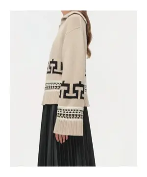 Simkhai Long-sleeve Collared Sweater With Geometric Print