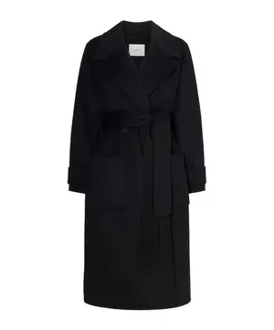 JOSEPH Arlina Belted Wool And Cashmere Blend Coat - Black