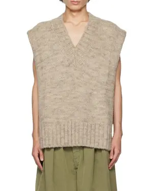 MAISON MARGIELA V-neck Ribbed Knitted Vest
