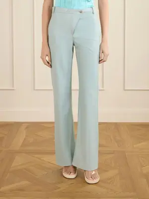 Chloé High-rise Paneled Leather Straight-leg Pants - Light Blue