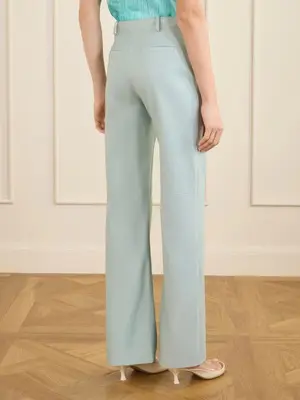 Chloé High-rise Paneled Leather Straight-leg Pants - Light Blue