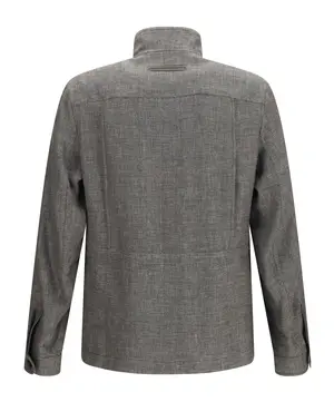 Zegna High Collar Utility Shirt Jacket - Black