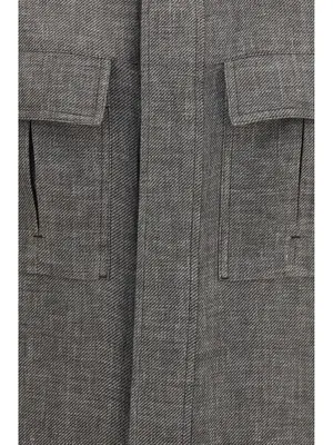 Zegna High Collar Utility Shirt Jacket - Black
