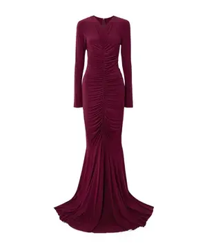 Norma Kamali Shirred Front Fishtail Gown
