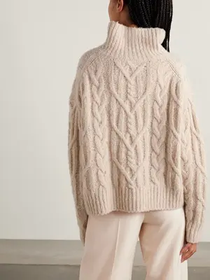 NILI LOTAN Fairiny Cable Knit Turtleneck Sweater