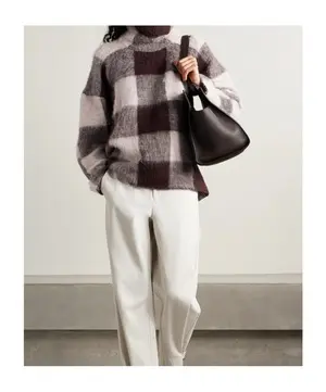 Proenza Schouler Kai Checked Brushed Knitted Turtleneck Sweater - Gray
