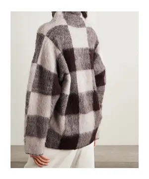 Proenza Schouler Kai Checked Brushed Knitted Turtleneck Sweater - Gray