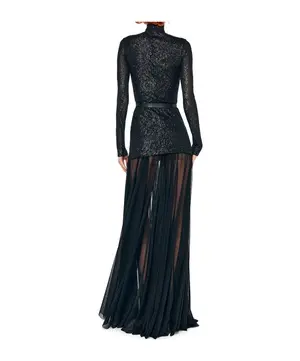 Norma Kamali Sequin-embellished Roll-neck Gown