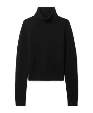 NILI LOTAN Turtleneck Sweater With Dropped Shoulders And Cropped Hem - Black