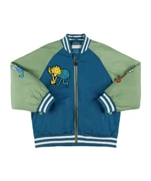 Stella McCartney Embroidered Patch Bomber Jacket - Blue