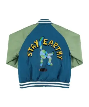 Stella McCartney Embroidered Patch Bomber Jacket - Blue