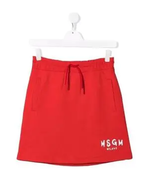 MSGM Logo Print Cotton Miniskirt