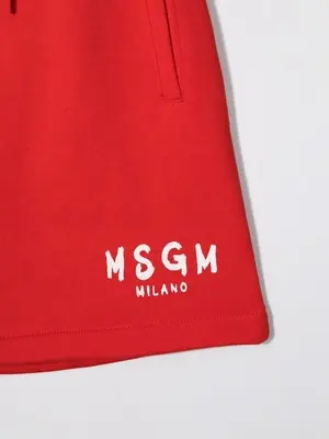 MSGM Logo Print Cotton Miniskirt