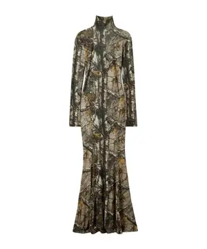 Norma Kamali Long Sleeve Turtleneck Fishtail Gown