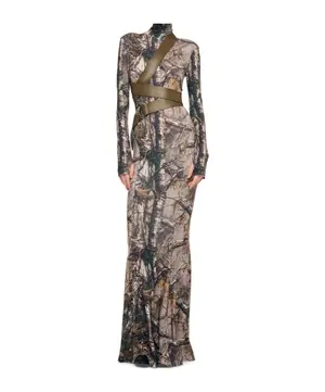 Norma Kamali Long Sleeve Turtleneck Fishtail Gown