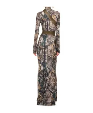 Norma Kamali Long Sleeve Turtleneck Fishtail Gown