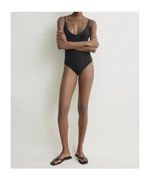 TOTEME Scoop Swimsuit With Tie-up Back - Black