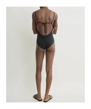 TOTEME Scoop Swimsuit With Tie-up Back - Black