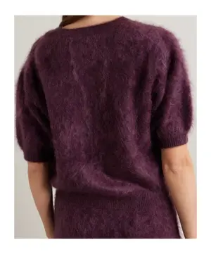 LISA YANG Short-sleeved Crew Neck Sweater - Claret