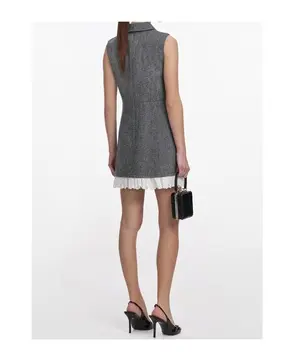 SELF-PORTRAIT Lace-trim Herringbone Mini Dress