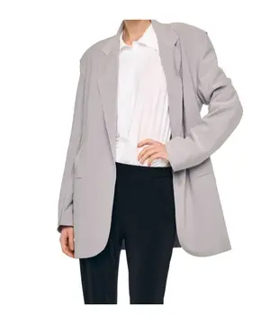 Norma Kamali Single-breasted Suit Jacket With Notched Lapel - Gray