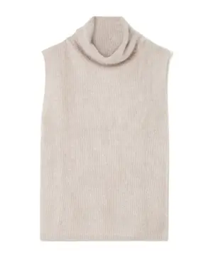 LISA YANG Cashmere Turtleneck Sweater Vest - Sand-colored