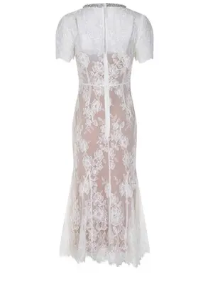 SELF-PORTRAIT Sequin Lace Midi Dress
