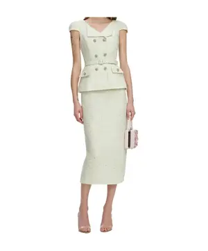 SELF-PORTRAIT Bouclé Midi Dress With Sequins