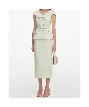 SELF-PORTRAIT Bouclé Midi Dress With Sequins
