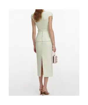 SELF-PORTRAIT Bouclé Midi Dress With Sequins