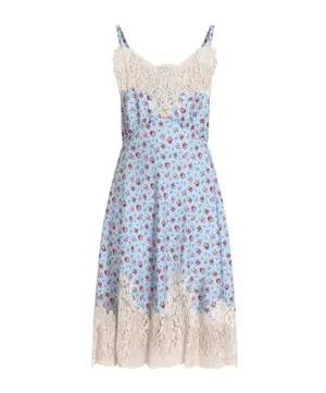 Dolce & Gabbana Floral Print Midi Dress With Lace Trim - Blue