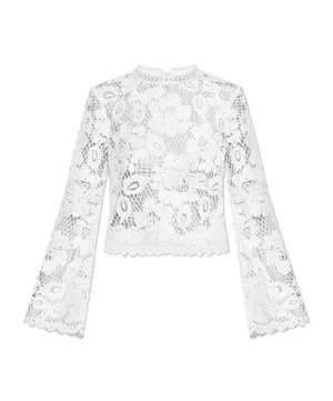 SELF-PORTRAIT Crochet Lace Top With Floral And Leaf Pattern - No