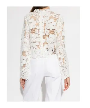 SELF-PORTRAIT Crochet Lace Top With Floral And Leaf Pattern - No