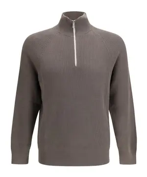 Brunello Cucinelli Zip Ribbed Turtleneck