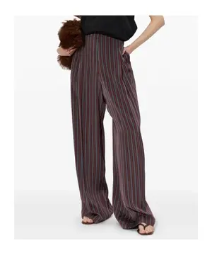 Dries Van Noten Striped High-waisted Trousers - Grey