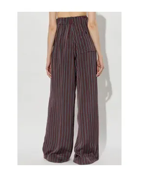 Dries Van Noten Striped High-waisted Trousers - Grey