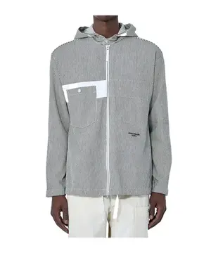 Stone Island Zip-front Striped Cotton Hooded Jacket