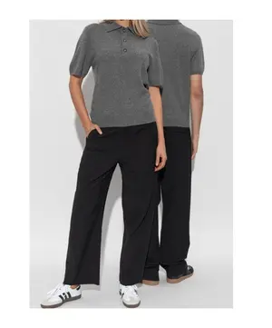 ENTIRE STUDIOS Buttoned Knitted Polo Shirt - Black