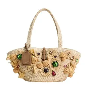 Dolce & Gabbana Embellished Raffia Tote Bag - Multicolor