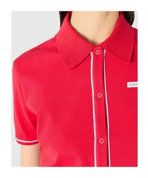 MARINE SERRE Ribbed Jersey Polo T-shirt