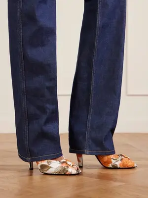 Chloé Suzie Ruched Floral-print Satin Sandals