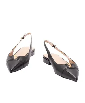TWINSET Pointed Toe Slingback Ballet Flats With Gold-tone Hardware