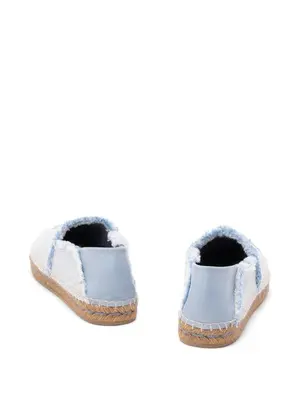 JIMMY CHOO Frayed Logo Cotton Espadrilles - White