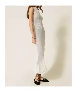 TWINSET Floral Openwork Knitted Maxi Dress - White