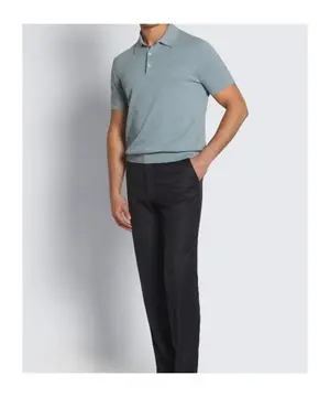 Brioni Island Pique Cotton Polo Shirt - Light Blue