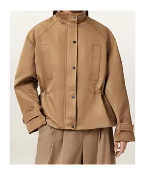 ALLSAINTS Luellah Stand Collar Jacket - Greige Brown