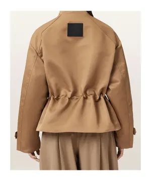 ALLSAINTS Luellah Stand Collar Jacket - Greige Brown