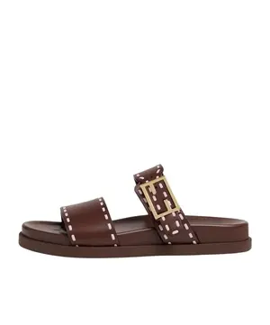 Fendi Ff Baguette Leather Slides