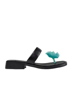Camper Dana Leather Sandals With Floral Appliqu