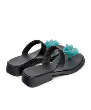 Camper Dana Leather Sandals With Floral Appliqu